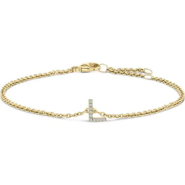 HAUS OF BRILLIANCE 10k Gold Diamond Accent Initial Charm Link Bracelet - Yellow | L